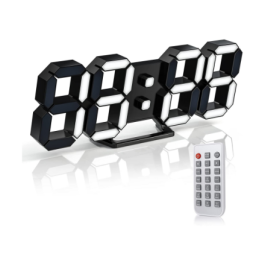 EDUP EH-LED1302B-3 3D LED Wall Clock 9.5in Remote Control Digital Timer ...