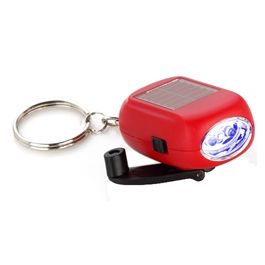 Solar LED Dynamo Keychain Light Red/Yellow