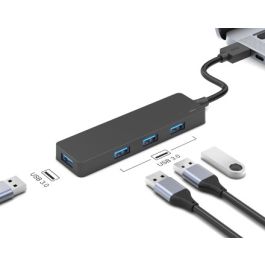 4 in 1 USB Type-A Adapter 6inch Black USB3.0 Hub 4-Port 5Gbps