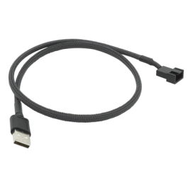 USB to 3-Pin/4-Pin PWM 5V 11.8in (30cm)Black Sleeved Fan Power Adapter ...